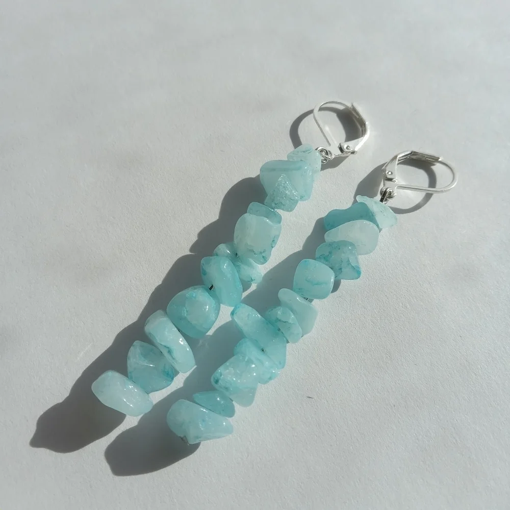 Hand Crafted | Jewelry | Blue Stone Chip Earrings With Hypoallergenic ...